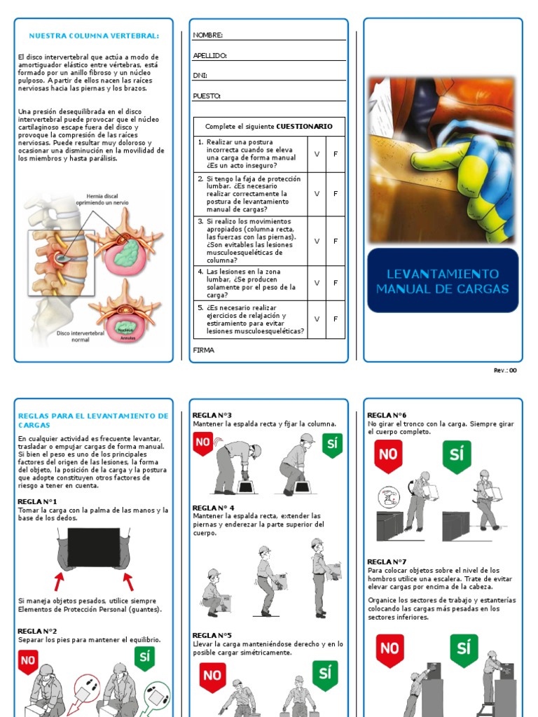 Triptico - Levantamiento Manual de Cargas | PDF | La columna vertebral ... Triptico - Levantamiento Manual de Cargas | PDF | La columna vertebral ...