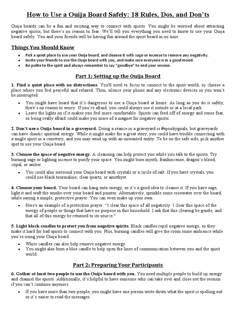 How To Use A Ouija Board Safely: 18 Rules, Dos, and Don'ts: Things You ...