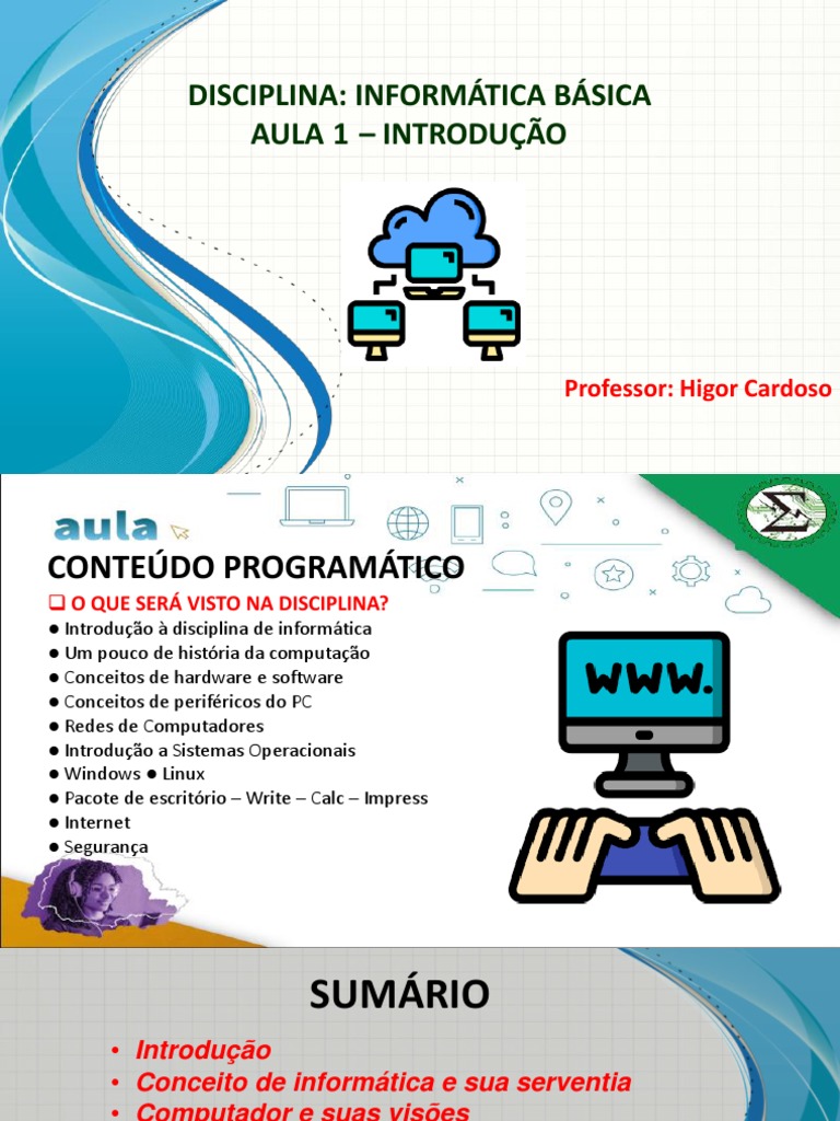 Disciplina: Informática Básica Aula 1 - Introdução: Professor: Higor ...