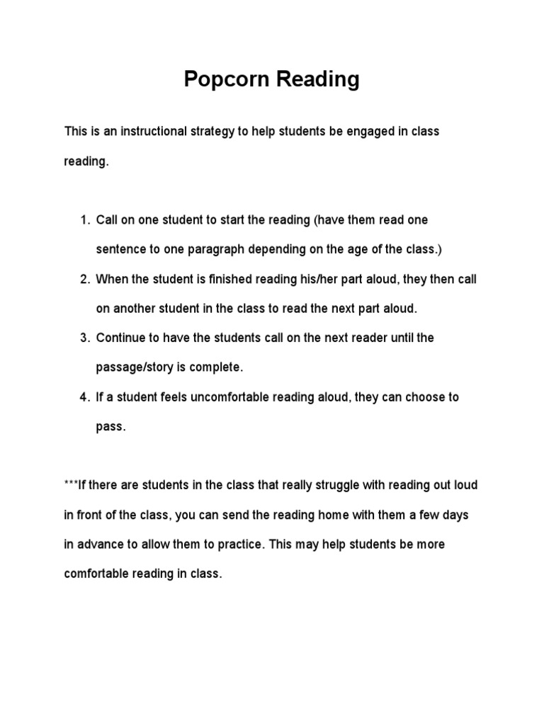 Popcorn Reading | PDF