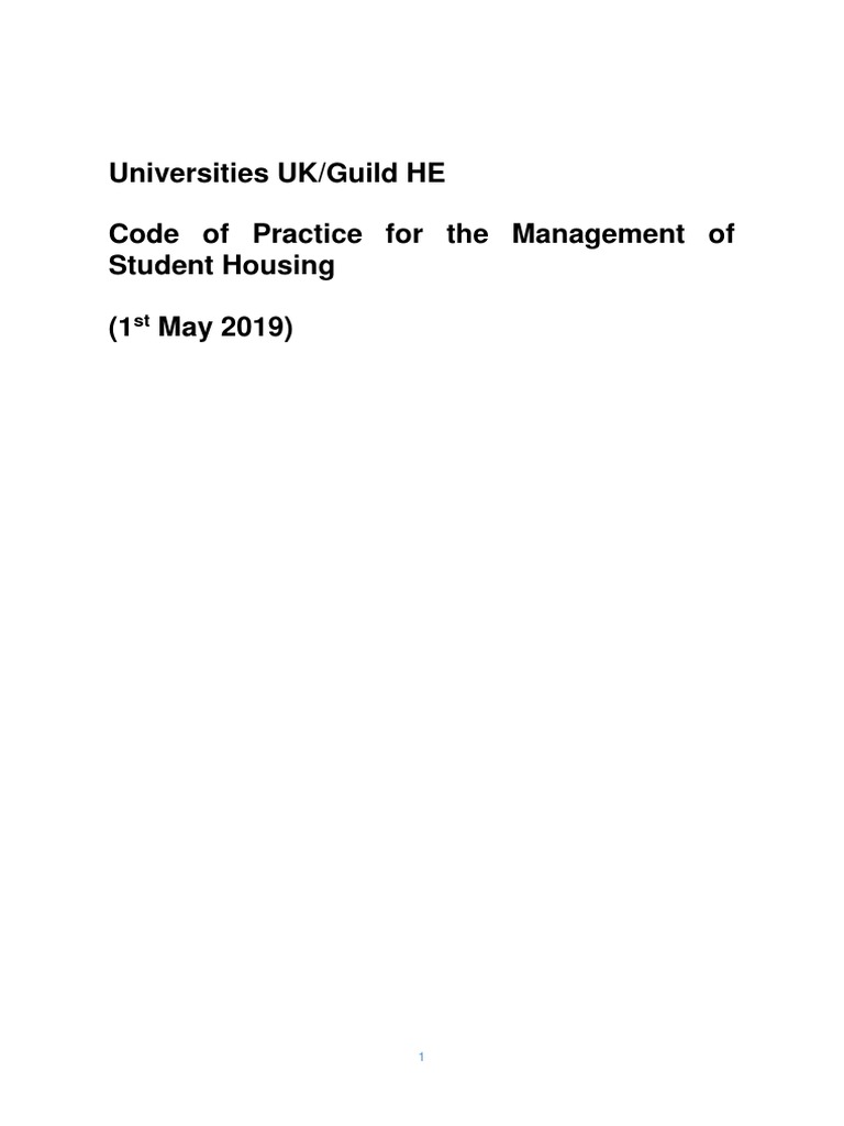 UK Code of Practice For The Management of Student Housing 2019 | PDF ...