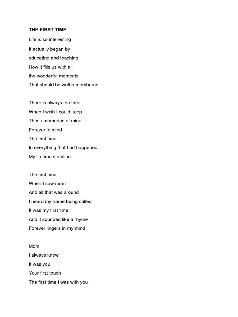 The First Time Poem | PDF