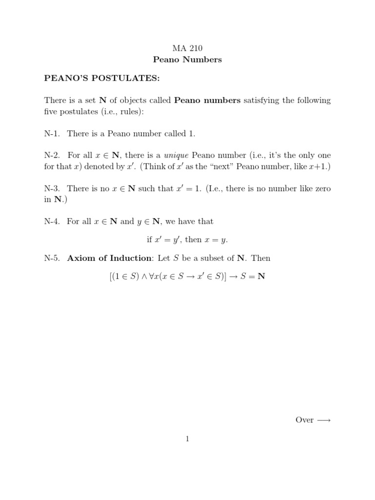 An In-Depth Examination of Peano's Axioms and Theorems Defining the ...