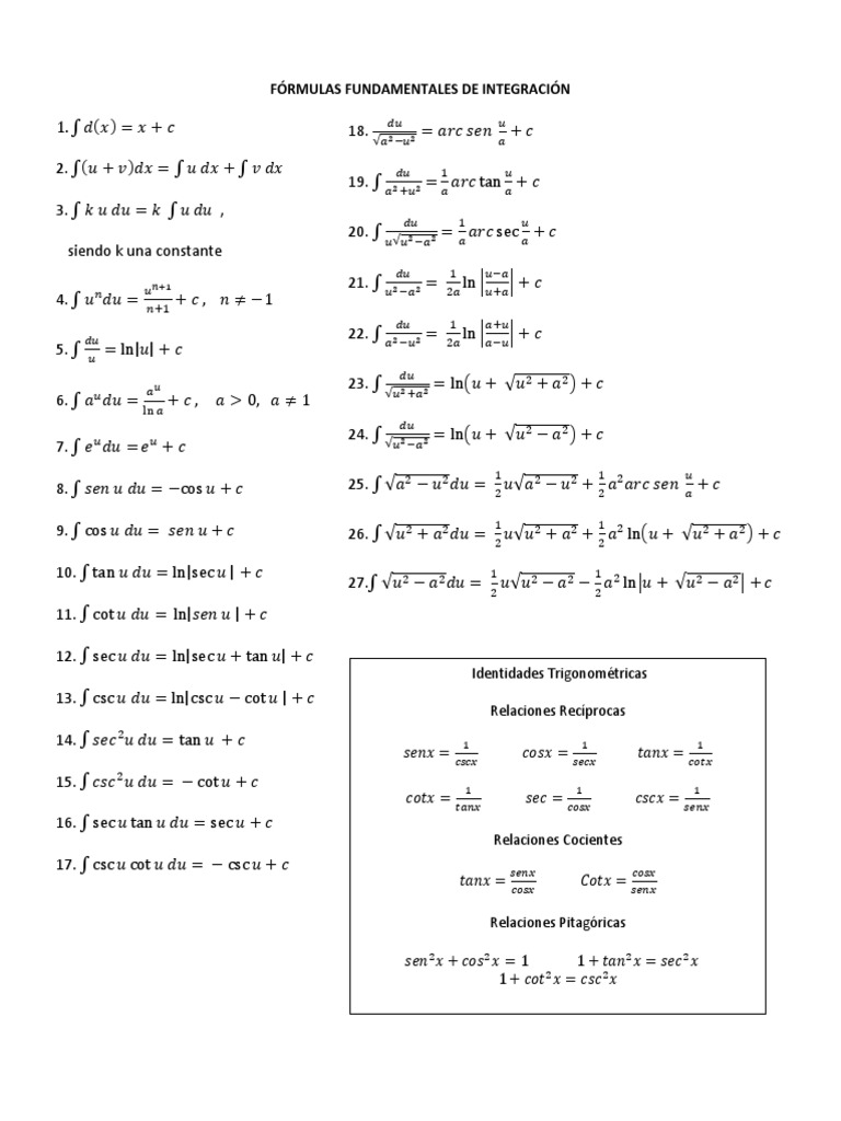 Formulario de Cálculo | PDF
