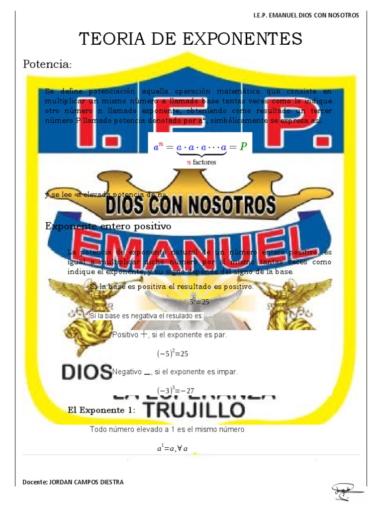 Teoría de Exponentes en Matemáticas | PDF | Exponenciación | Multiplicación