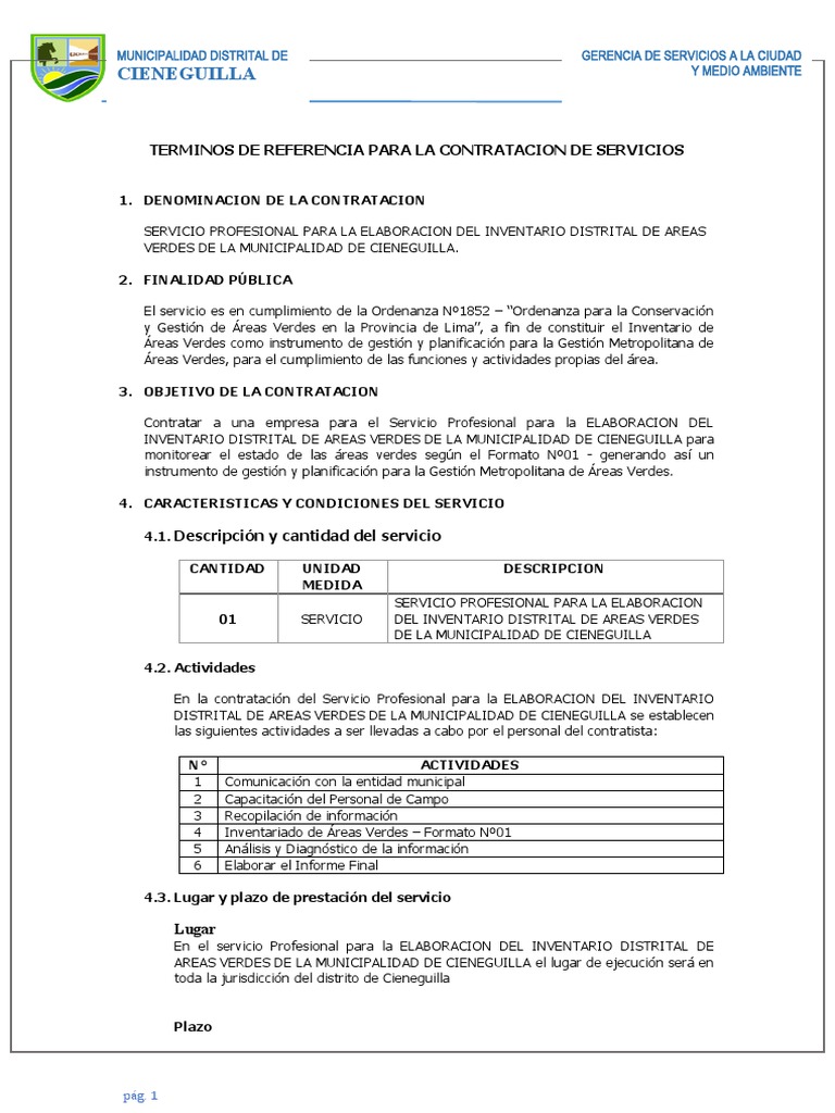 Inventario de Áreas Verdes en Cieneguilla | PDF