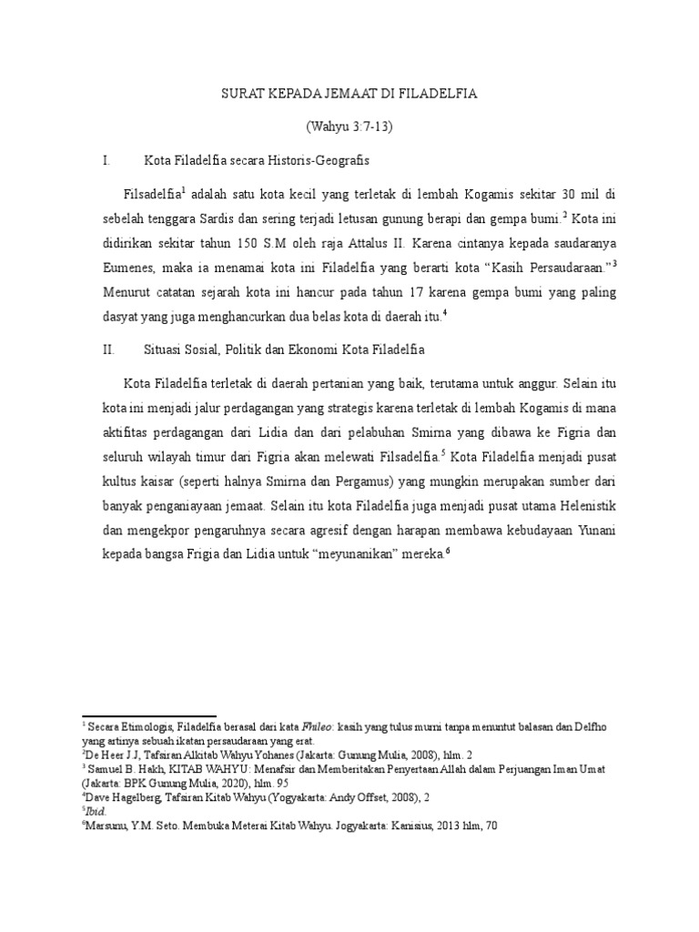 Surat Kepada Jemaat Di Filadelfia | PDF