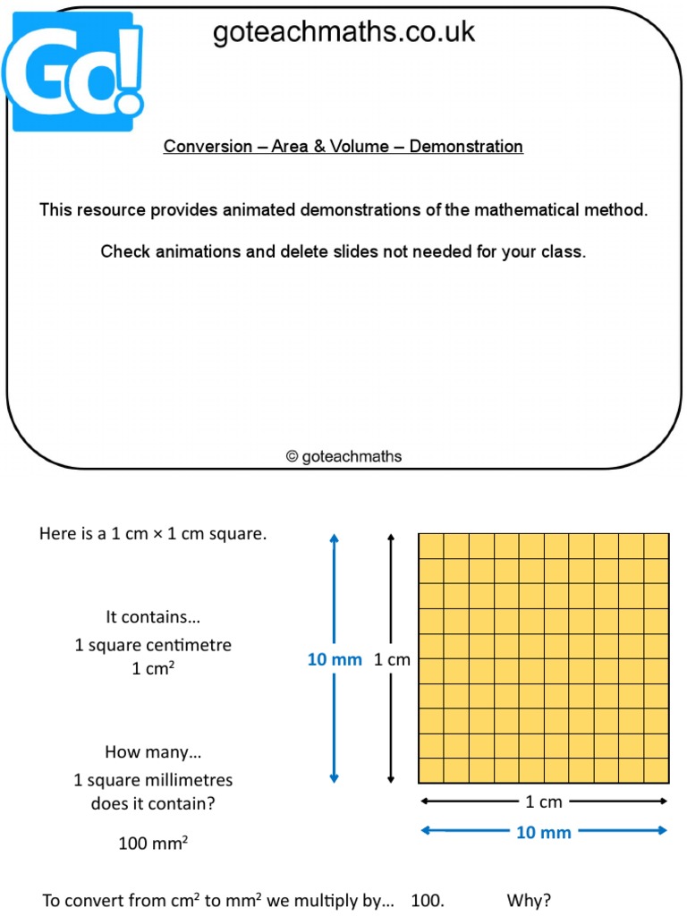 Conversion Area Volume Demonstration | PDF | Area | Length