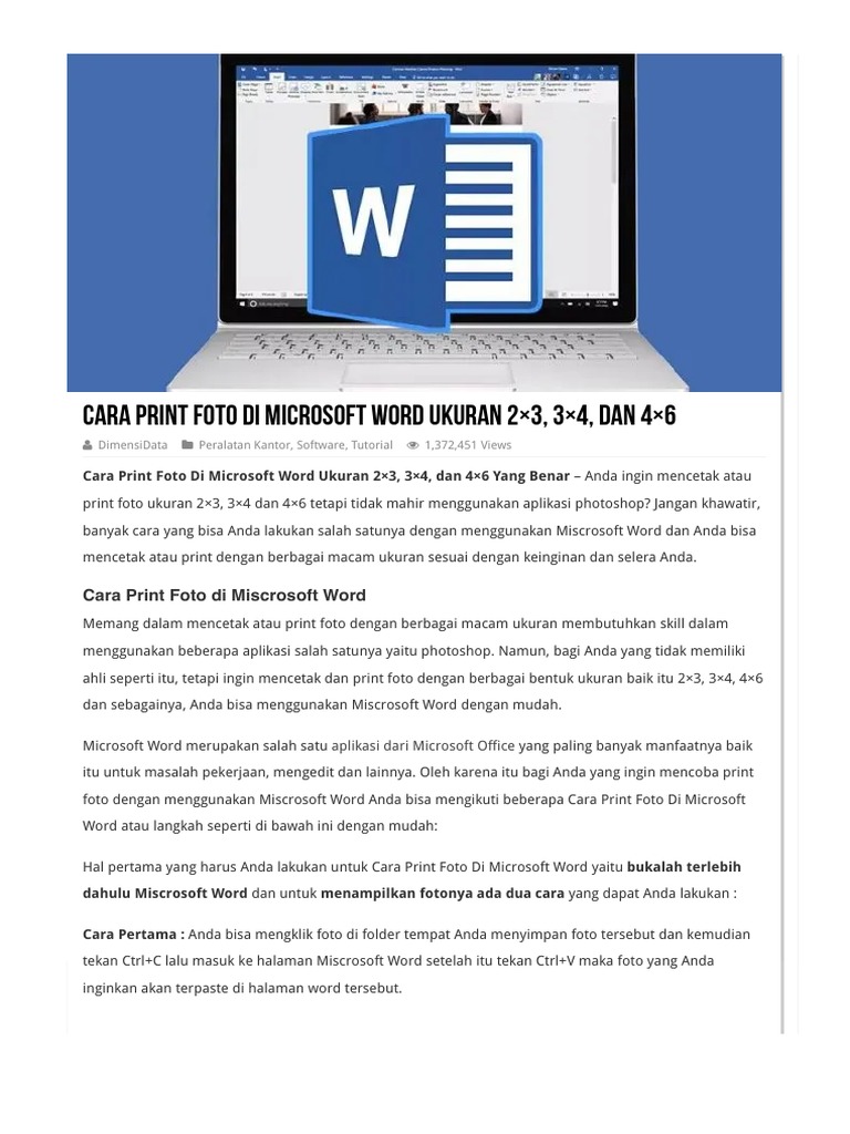 Cara Print Foto 2x3, 3x4, 4x6 di Word | PDF