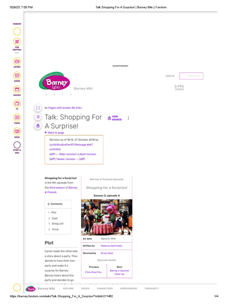 Talk - Shopping For A Surprise! - Barney Wiki - Fandom | PDF
