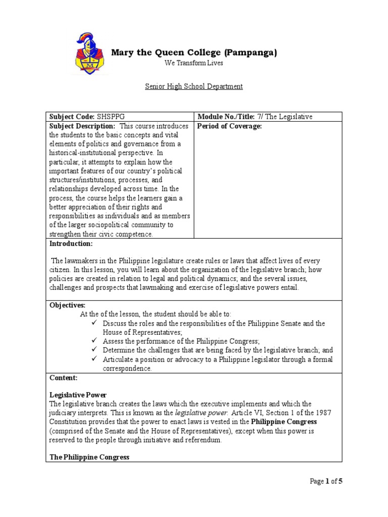 Module 7 - PPG | PDF | Bill (Law) | American Government