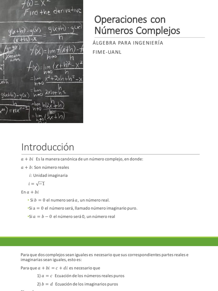 Operaciones Con Números Complejos | PDF | Ecuaciones | Número complejo