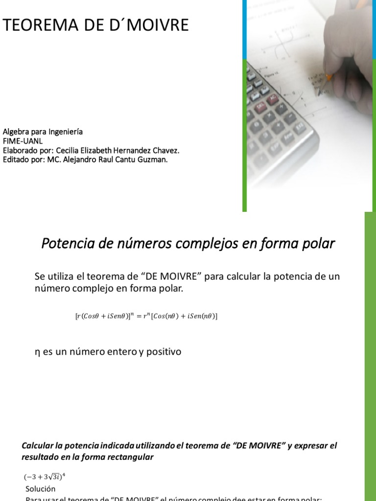 Teorema de D' Moivre | PDF | Número complejo | Análisis matemático