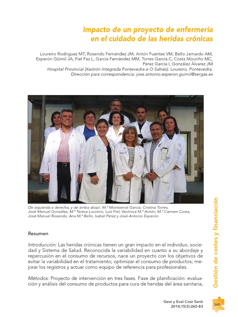 Impacto de Un Proyecto de Enfermería en El Cuidado de Las Heridas ...