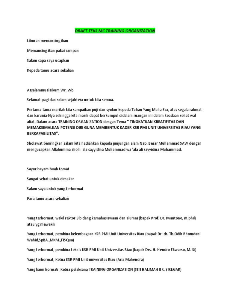 Draft Teks MC To-1 | PDF