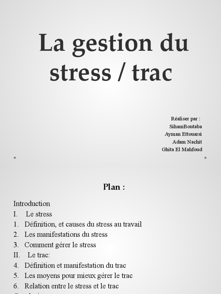 Gestion du stress et du trac au travail | PDF | Évolution de carrière ...