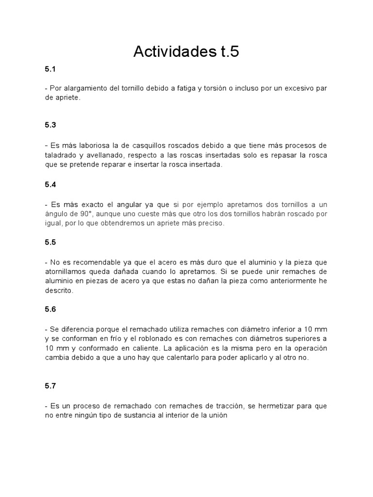 aCTIVIDADES TEMA 5 AMOVIBLES | PDF | Tornillo | Remache