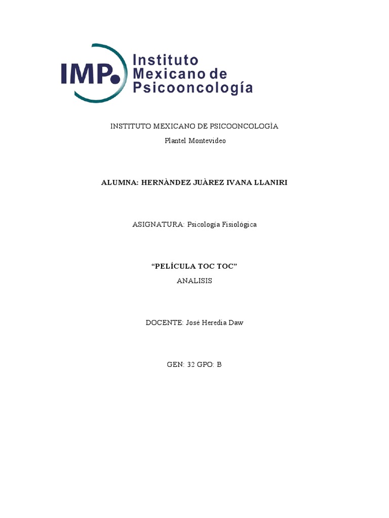 Analisis Toc Toc | PDF | Desorden obsesivo compulsivo | Causas de la muerte