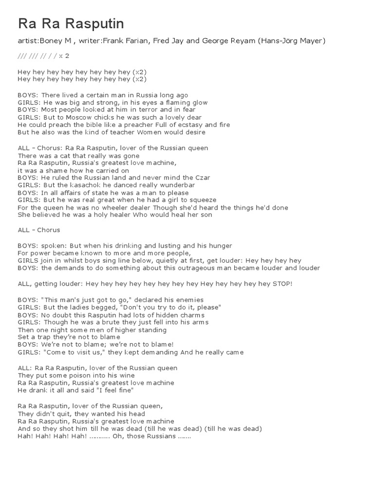 Ra-Ra-Rasputin | PDF
