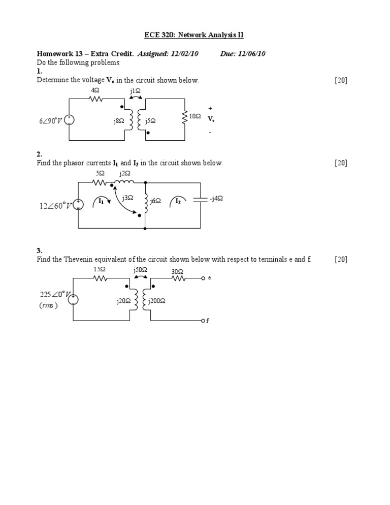ECE 320 Homework 13: Network Analysis | PDF