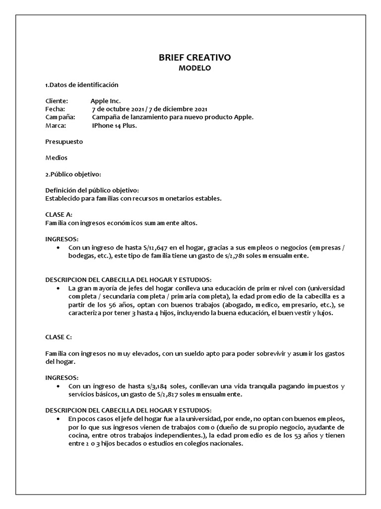 Brief Creativo: Modelo | PDF | Apple Inc. | Yo telefono