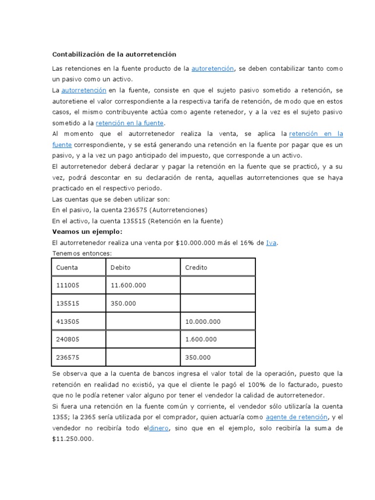 Contabilización de la autorretención | PDF