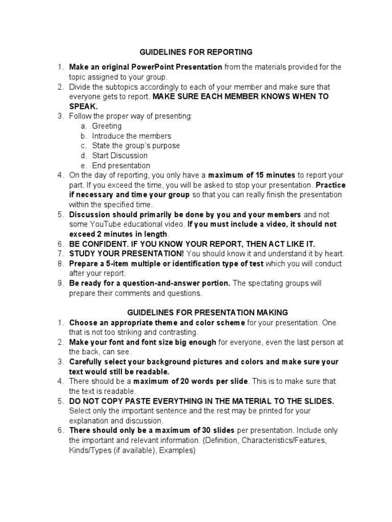 Guidelines For Reporting Pdf