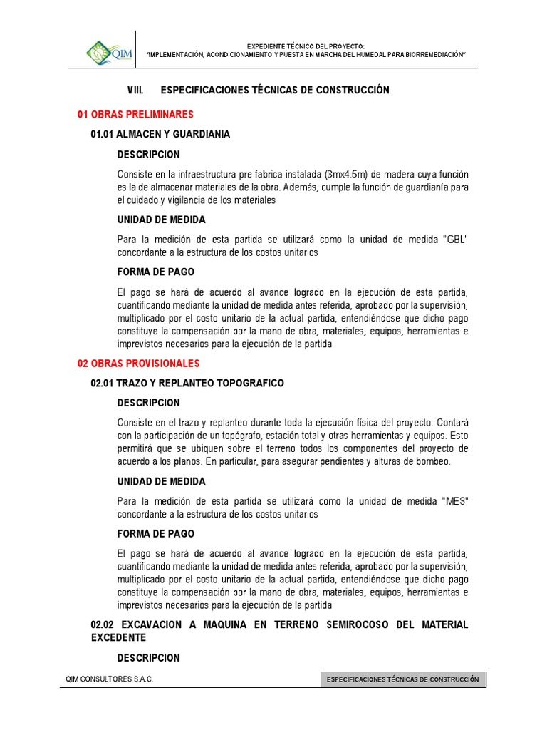 Especificaciones técnicas de construcción | PDF | Herramientas | Topografía