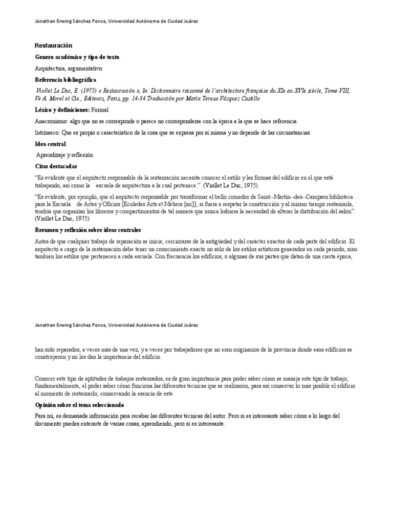 Parcial - 1. Ficha de Lecturas de - J. Ruskin y W. Morris | PDF | Pensamiento