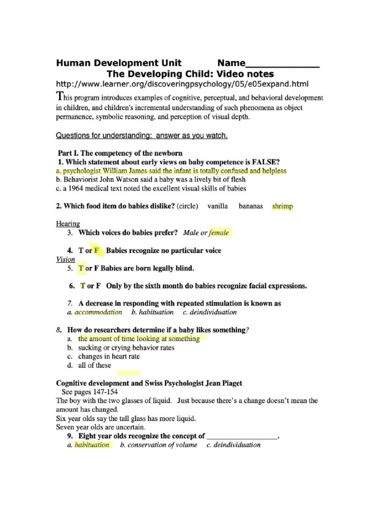 Kami Export - DP - The Developing Child Questions | PDF | Cognitive Development | Psychology