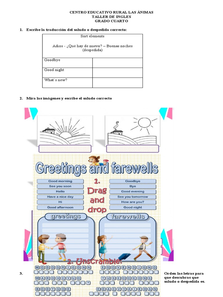 Taller Ingles Grado Cuarto | PDF