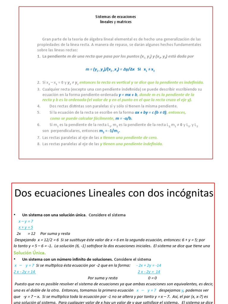 Algebra Lineal 1 (Suma y Resta) | PDF | Ecuaciones | Sistema de ecuaciones lineales