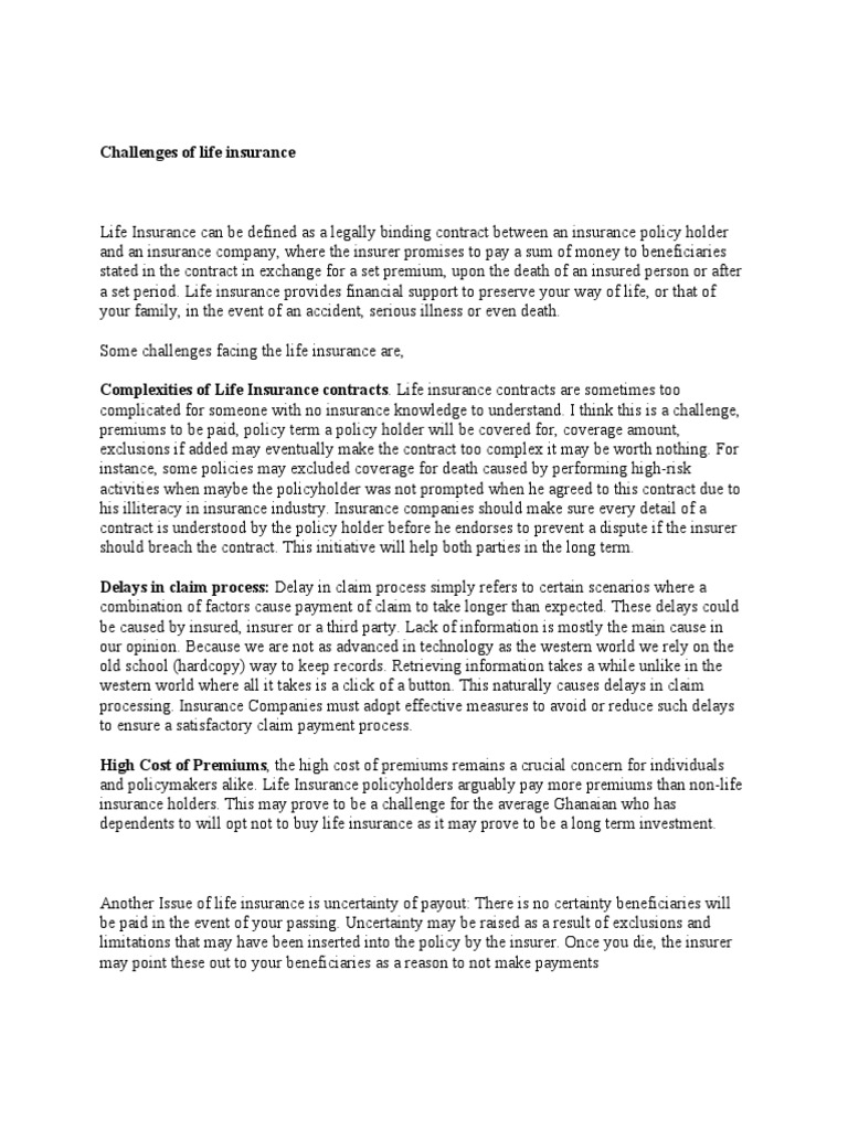 Challenges of Life Insurance | PDF | Insurance | Life Insurance