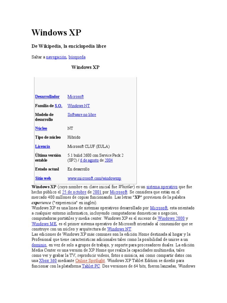 Windows XP: de Wikipedia, La Enciclopedia Libre | PDF | Windows XP ...