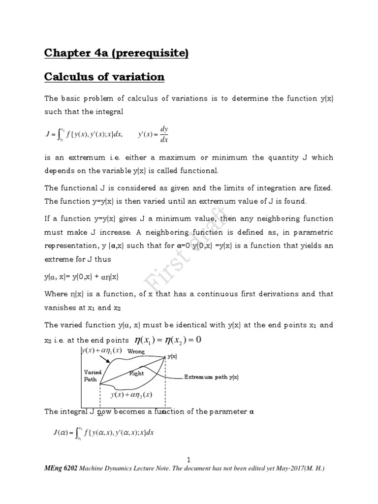 Chapter 4a (Prerequisite) Calculus of Variation: DX Dy X y DX X X y X y F J | PDF | Maxima And ...
