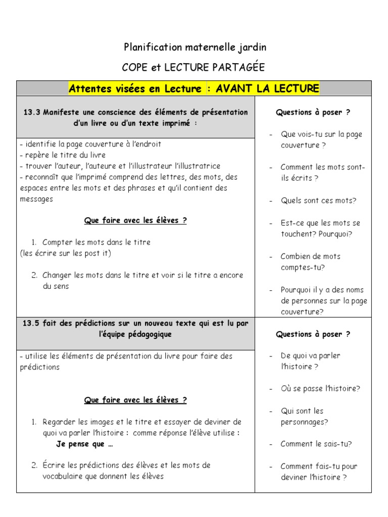 Les Attentes de Prélecture | PDF | Arts du langage et discipline