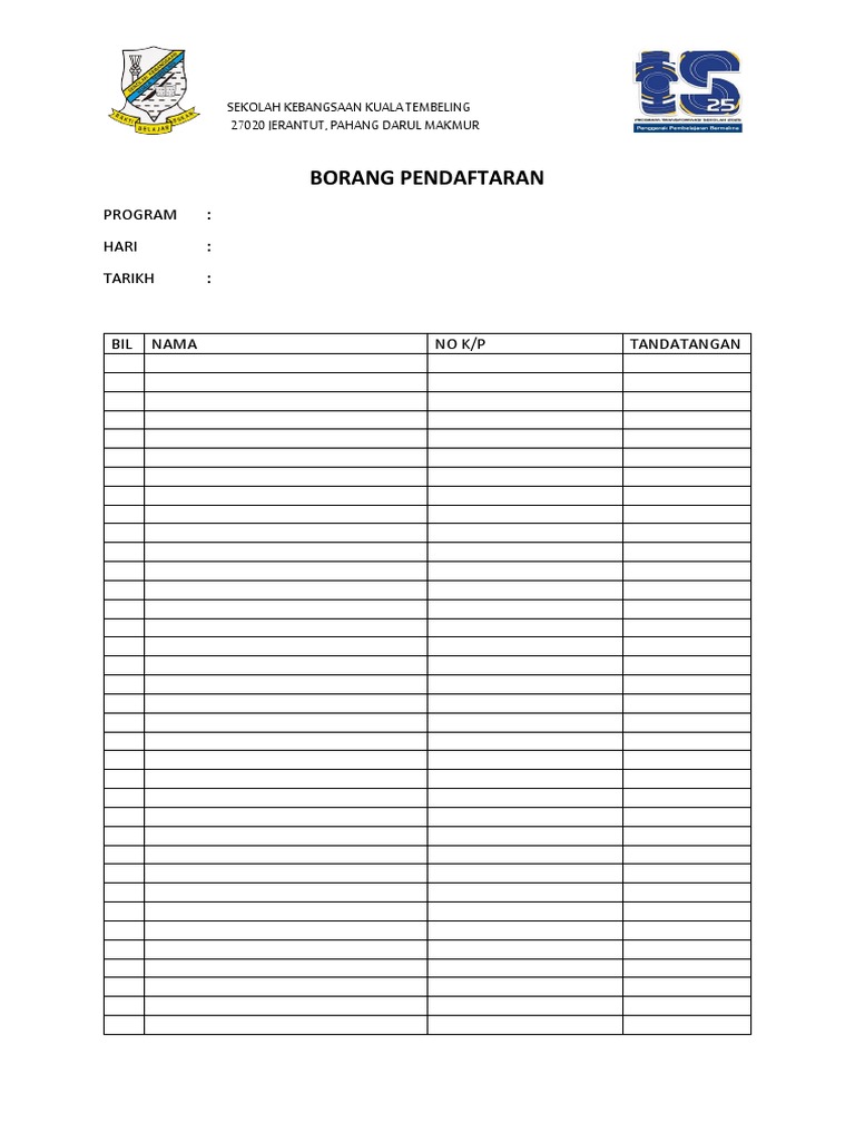 Borang Pendaftaran Program 2023 | PDF