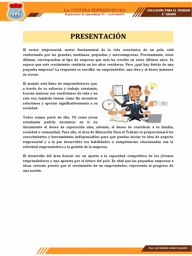 Presentación: La Cultura Emprendedora | PDF | Iniciativa empresarial | Pequeñas y medianas empresas