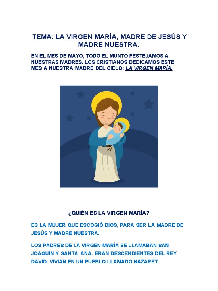 Tema La Virgen Maria, Madre de Jesús y Madre Nuestra | PDF | María, madre de Jesús | Jesús