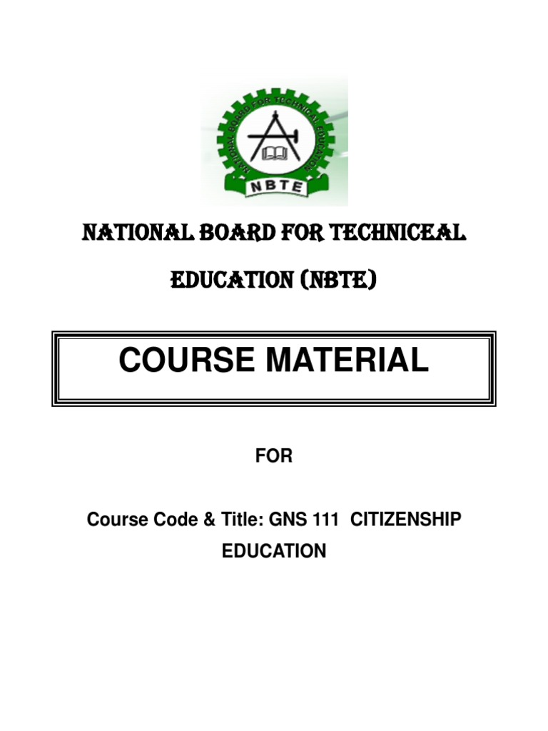 Course Material: National Board For Techniceal Education (Nbte) | PDF ...