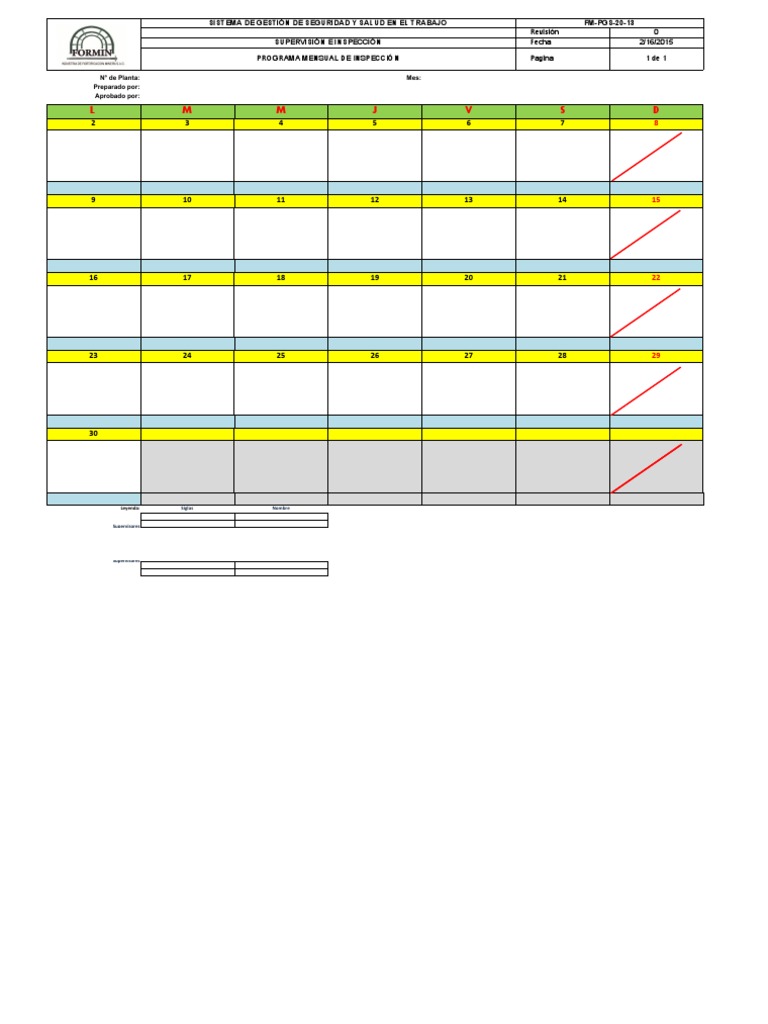 Programa Mensual de Inspección | PDF