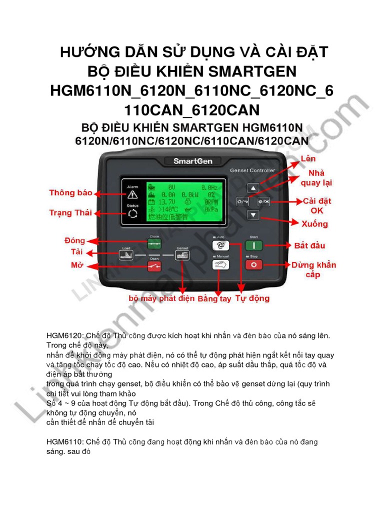 Hướng Dẫn Sử Dụng Và Cài Đặt B Ộ Điều Khiển Smartgen HGM6110N - 6120N - 6110NC - 6120NC - 6 ...