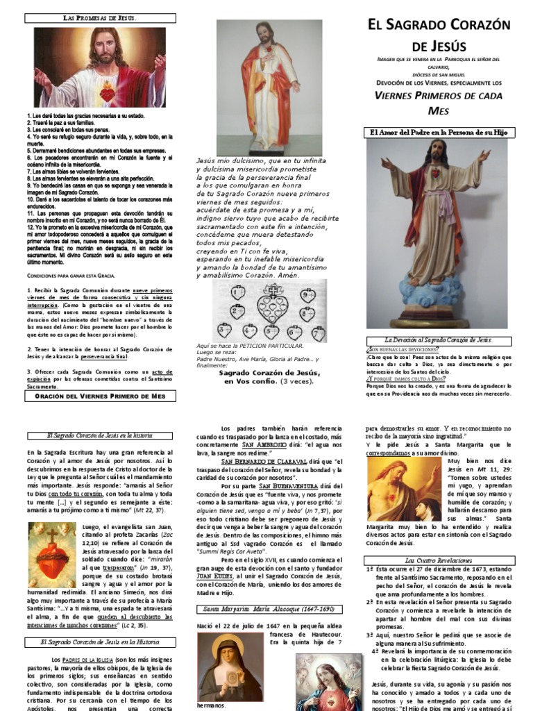 TRIPTICO Devocion Al Sagrado Corazon de Jesus | PDF | eucaristía | Jesús