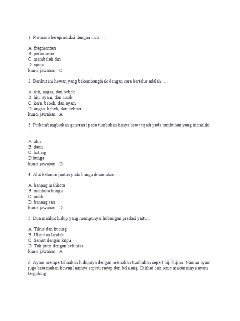 Contoh Soal OSN IPA SD Tingkat Kabupaten - Seri 1 | PDF