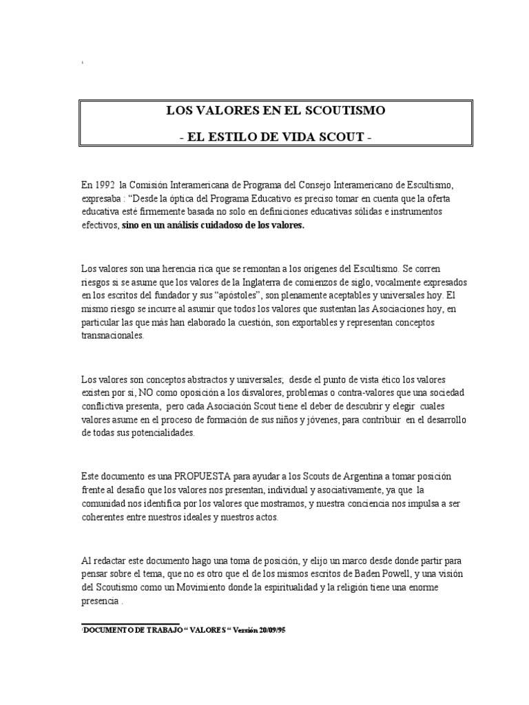 Valores Scout: Un Estilo de Vida | PDF | Exploración | Amor