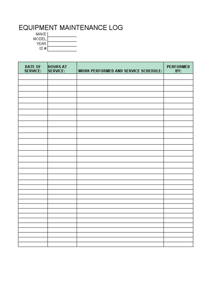 Equipment Maintenance Log Book | PDF