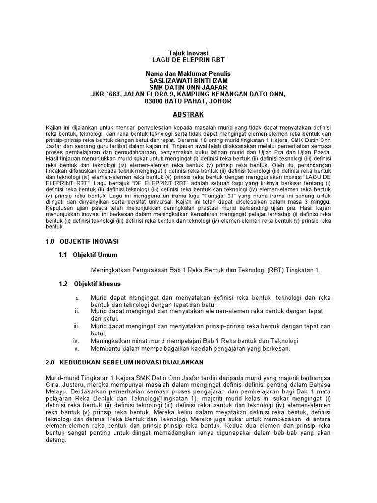 LAPORAN PENULISAN INOVASI | PDF