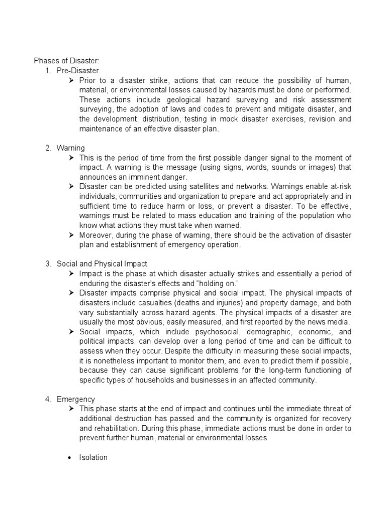 Phases of Disaster | Download Free PDF | Hazards | Emergency