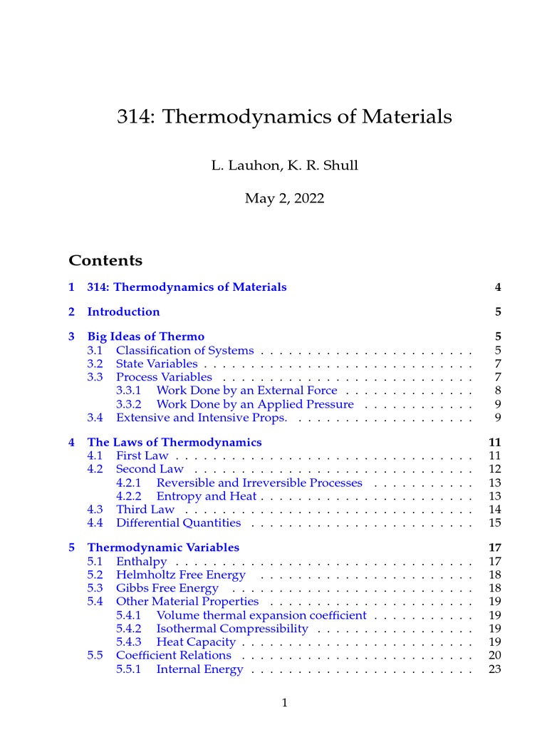 Thermodynamics of Material | PDF | Entropy | Heat