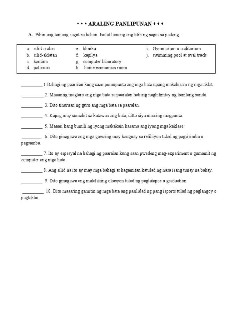 Mga Bahagi NG Paaralan | PDF